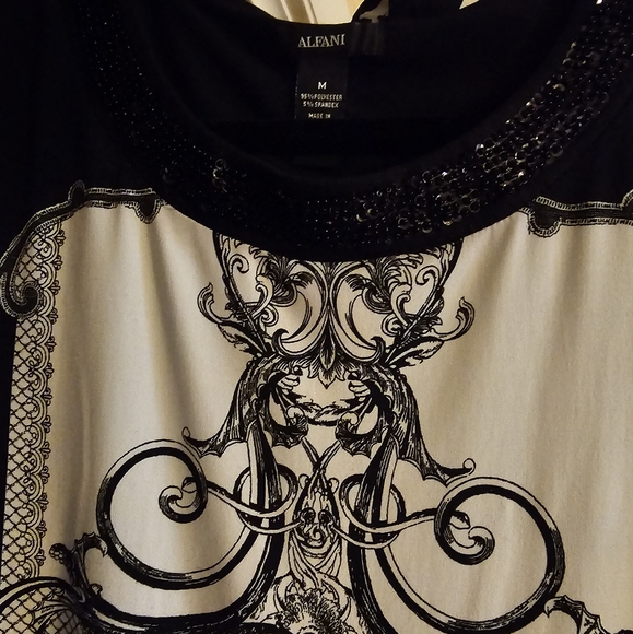 Alfani | Tops | Alfani Top Mini Dress Black And White With Beading ...